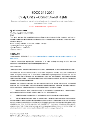 SU 1 - Summary education law - EDCC 315 SU 1 Introduction to ...