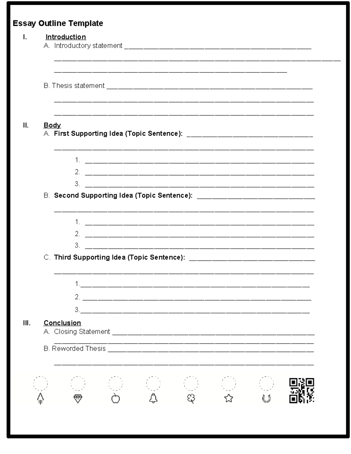 Essay Outline Template - Introduction A. Introductory statement - Studocu