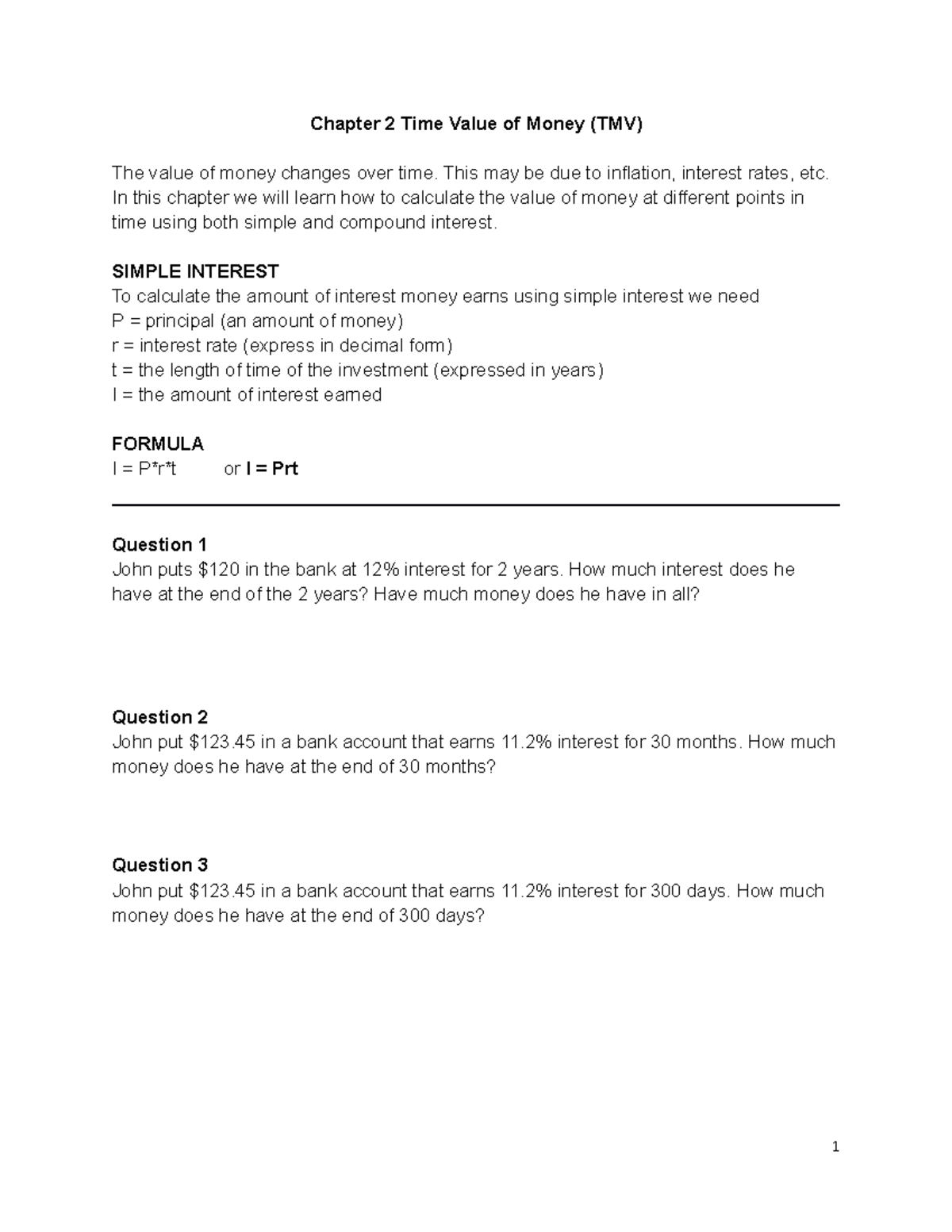 Time Value of Money Chapter 2 student version - Chapter 2 Time Value of ...