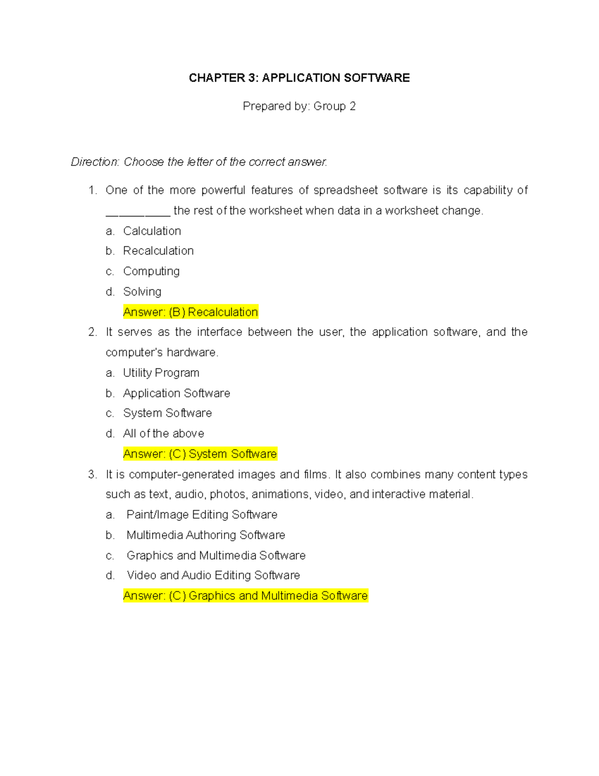 Group 2 Application Software - CHAPTER 3: APPLICATION SOFTWARE Prepared ...