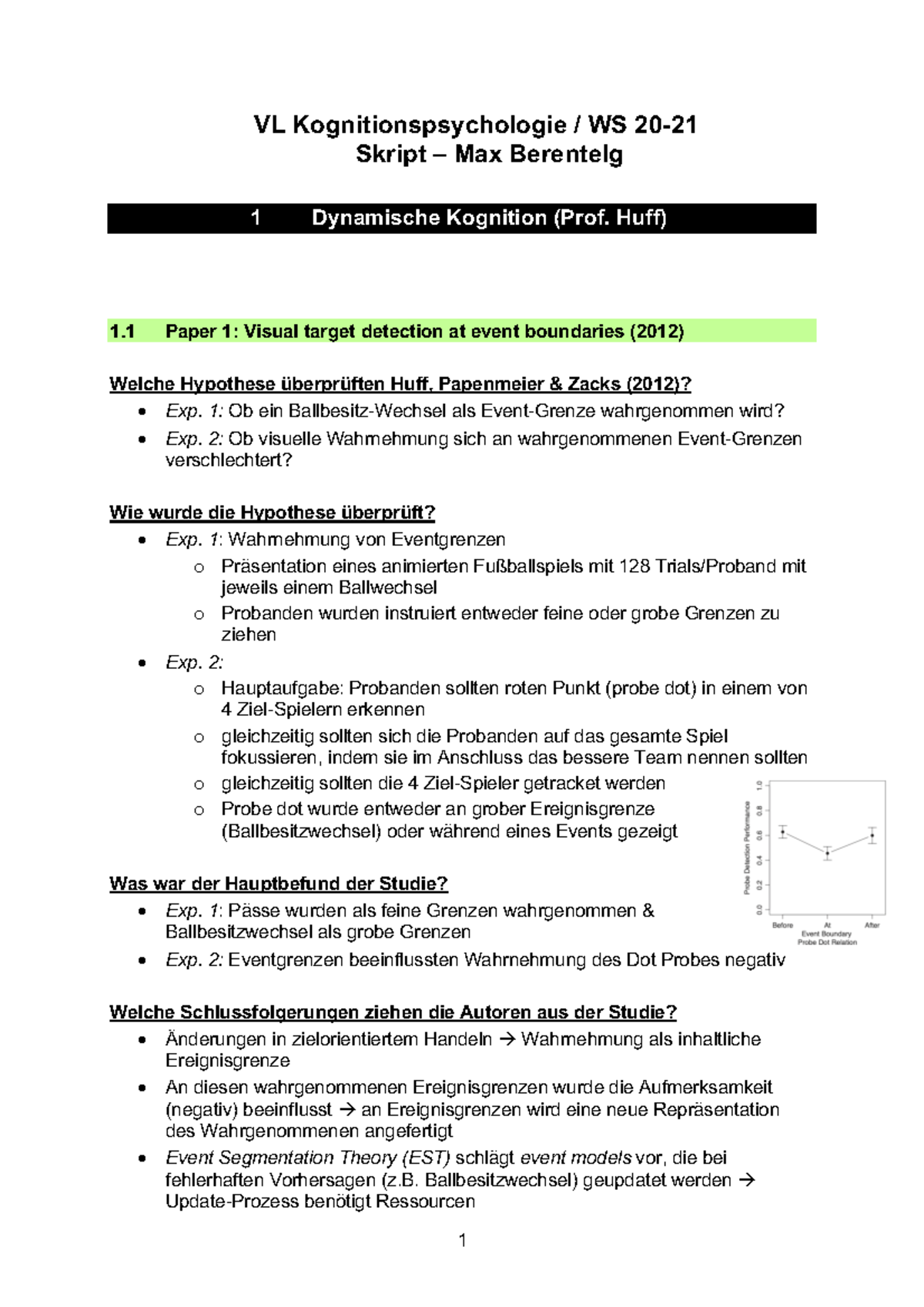 Skript Kognitionspsychologie - VL Kognitionspsychologie / WS 20- Skript ...