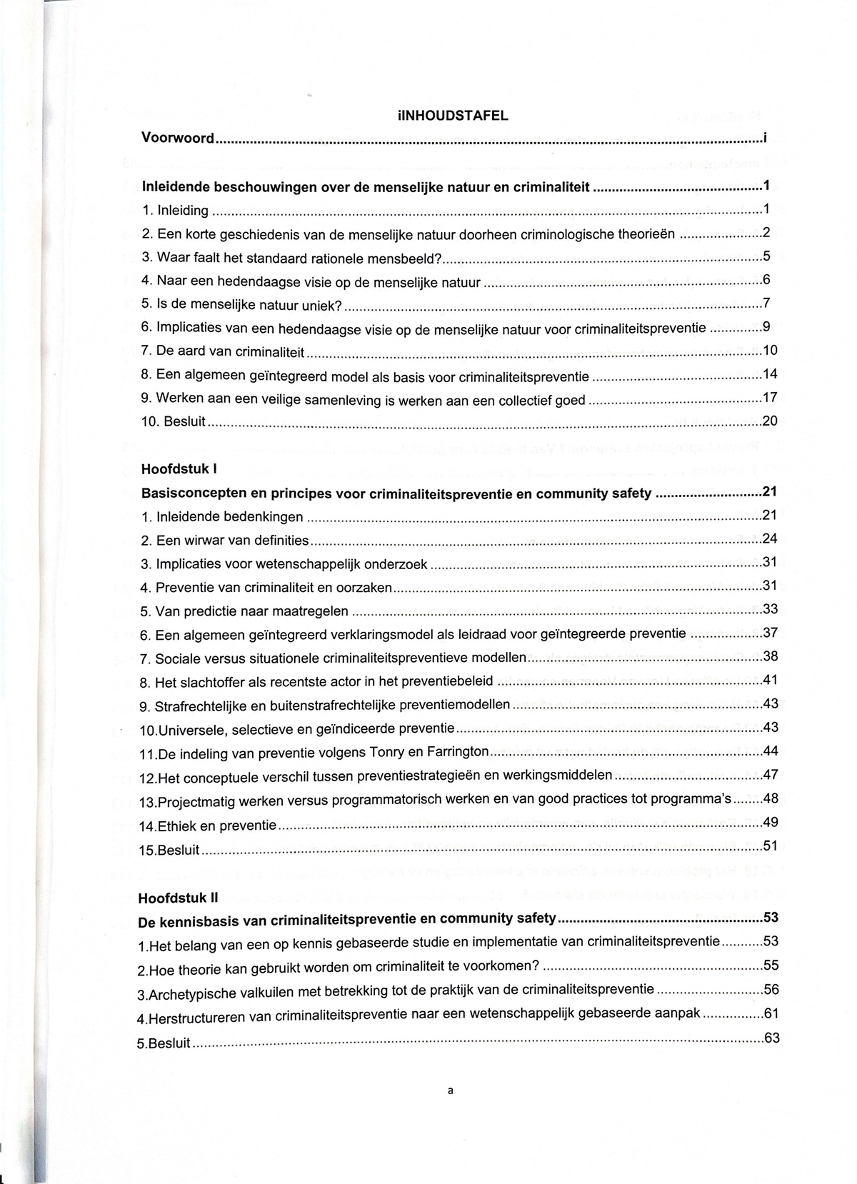 Inhoudstafel - Criminaliteitspreventie - Studocu