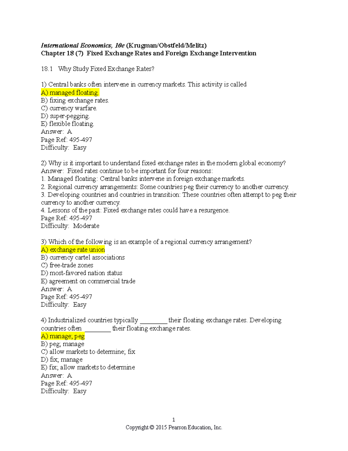 Chapter 18 - Practice materials - International Economics, 10e (Krugman ...
