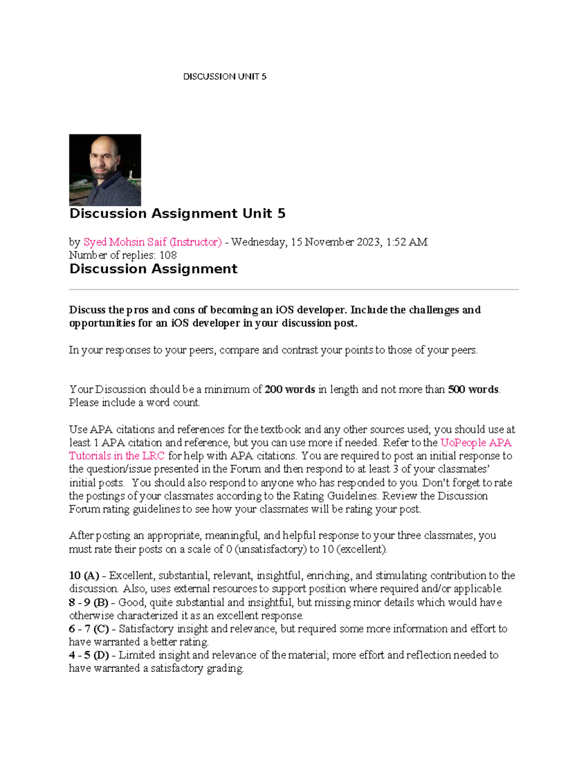 Discussion UNIT 5 of cs 4405 - DISCUSSION UNIT 5 Discussion Assignment Unit 5 by Syed Mohsin ...