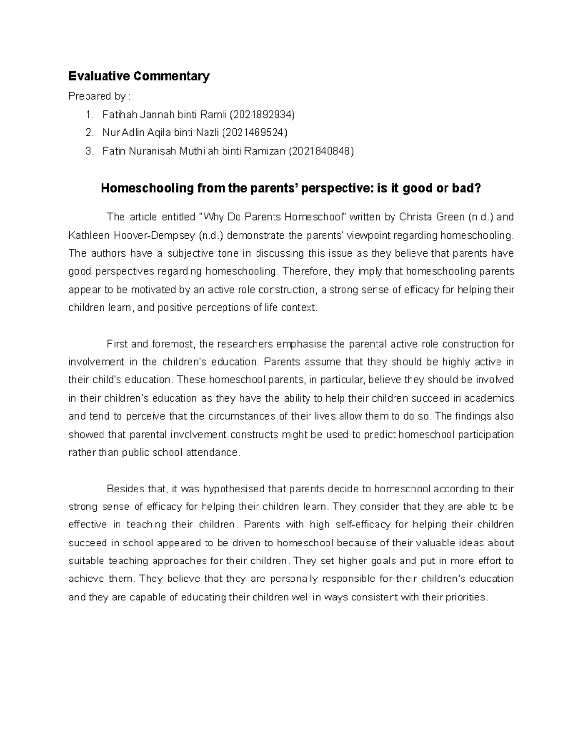 Evaluative commentary ELC081 - Evaluative Commentary Prepared by : 1 ...