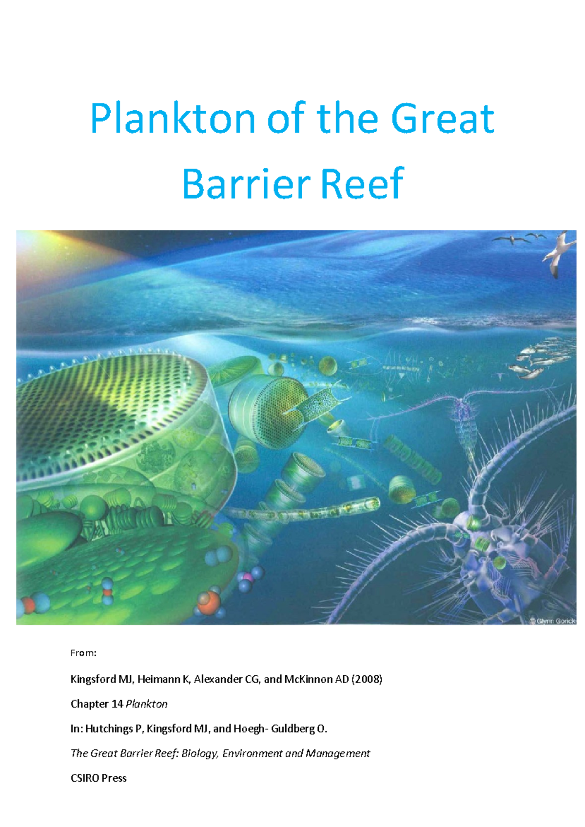 Plankton in GBR - Plankton of the Great Barrier Reef From: Kingsford MJ ...