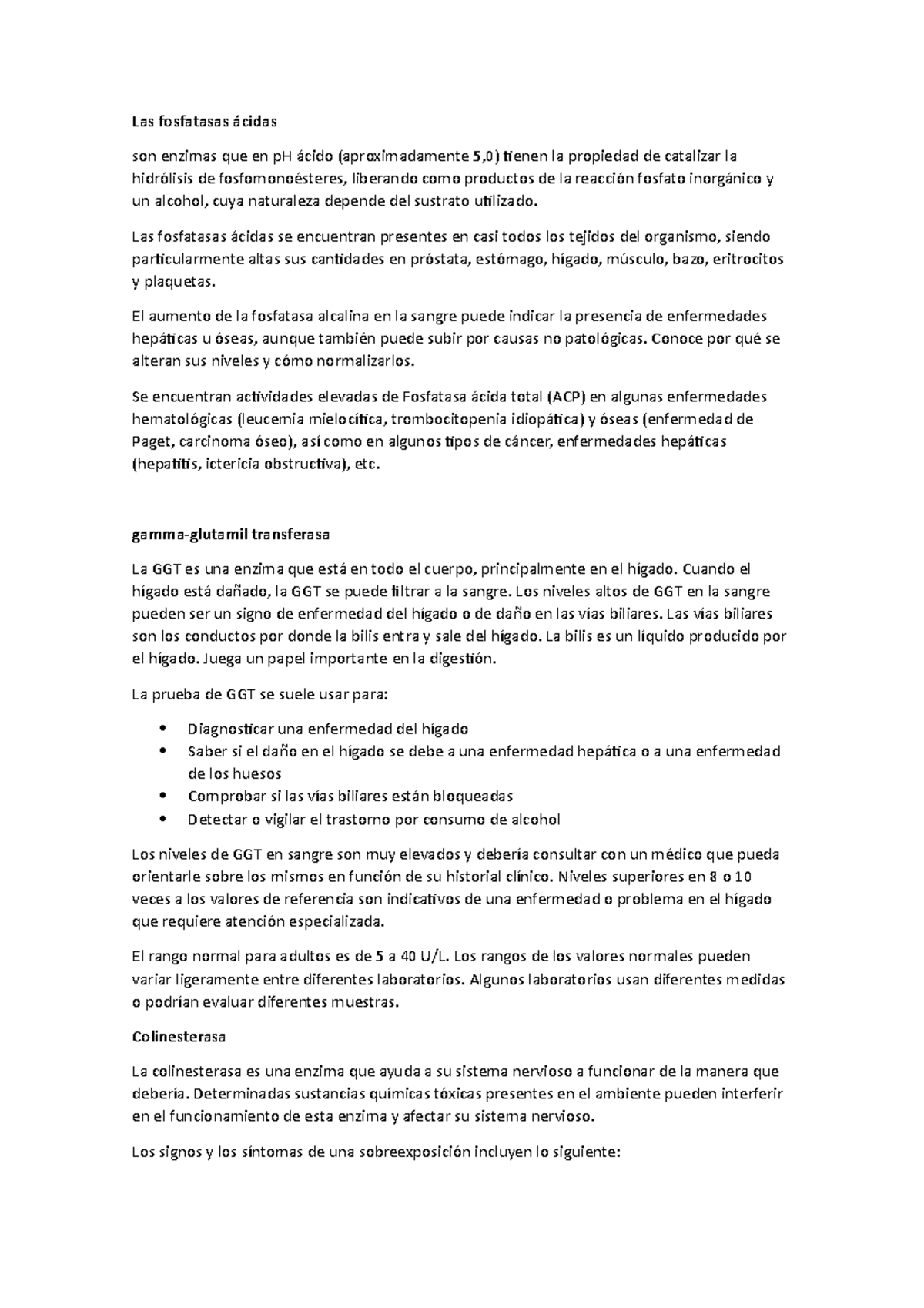 Aja - hbuh - Las fosfatasas ácidas son enzimas que en pH ácido ...