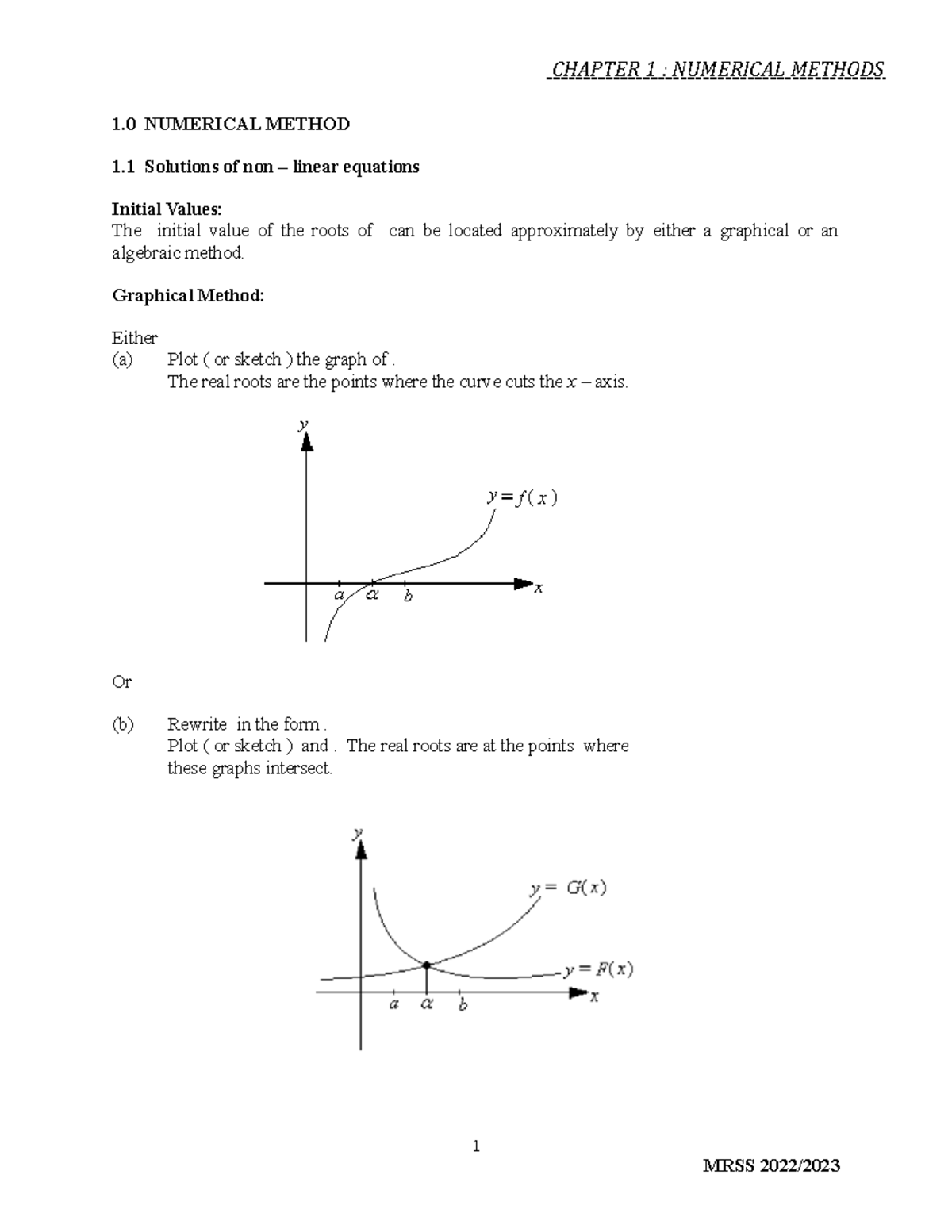 NOTE Chapter 1 - good - 1 NUMERICAL METHOD 1 Solutions of non – linear ...