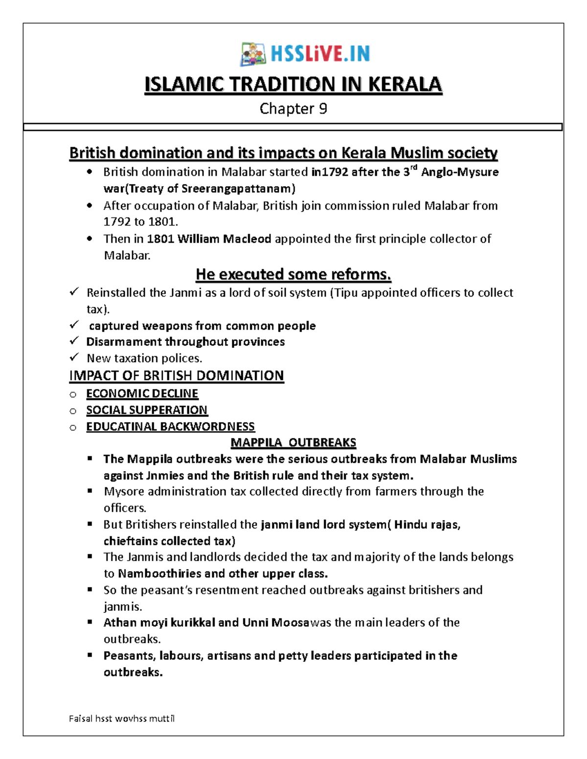 Hsslive-9. Islamic Tradition IN Kerala pdf-signed - I I S S L L A A M M ...