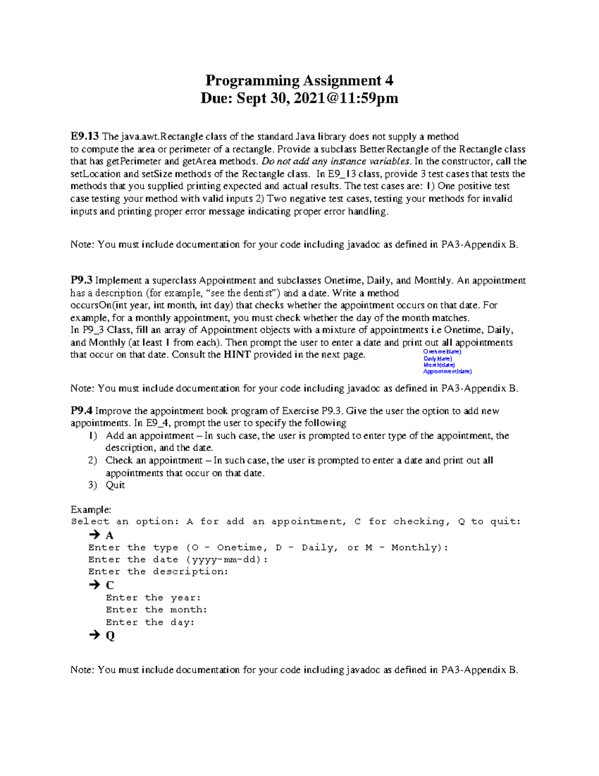 PA4 - Java - Programming Assignment 4 Due: Sept 30 , 2021@11:59pm E9 The java.awt class of the ...