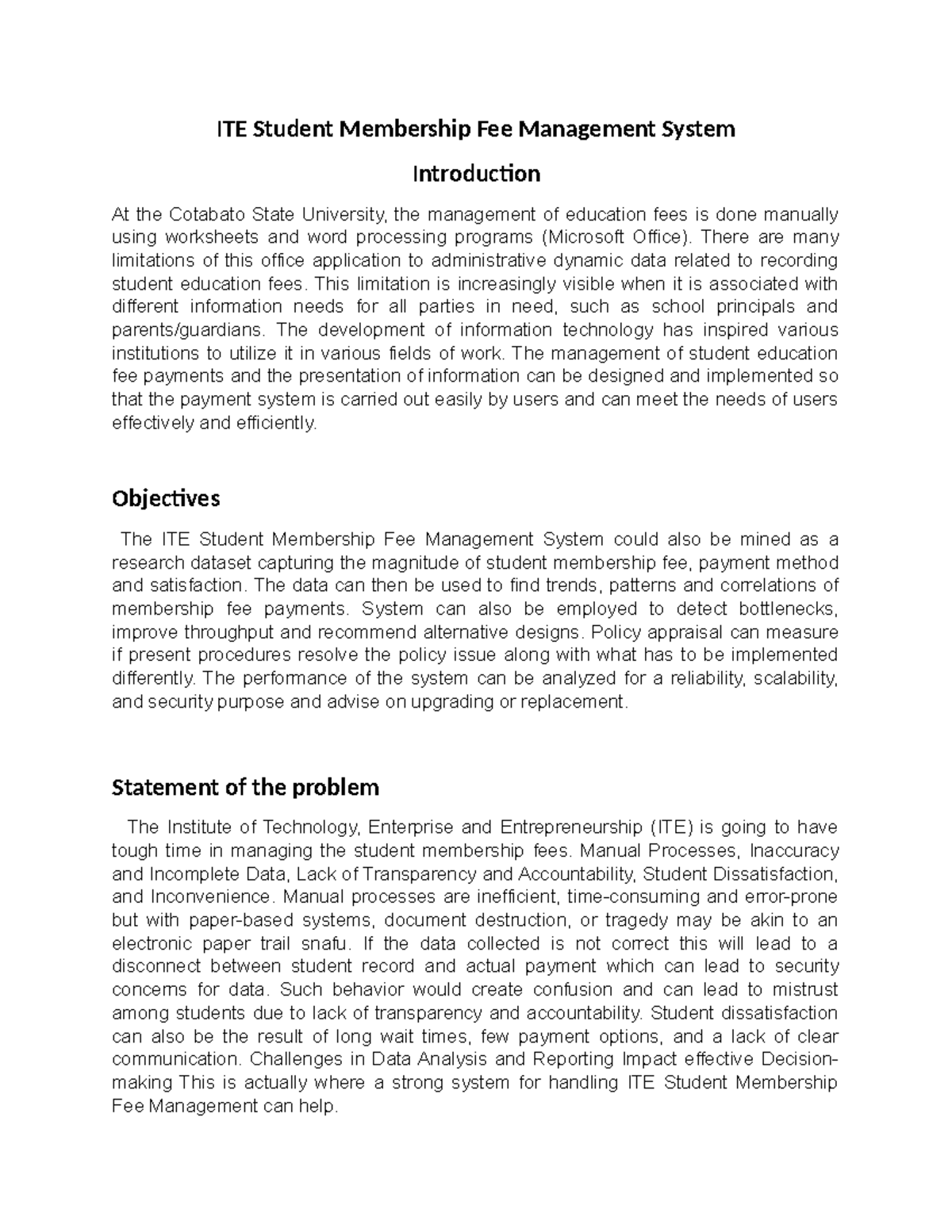 ITE Student Membership Fee Management System - ITE Student Membership ...