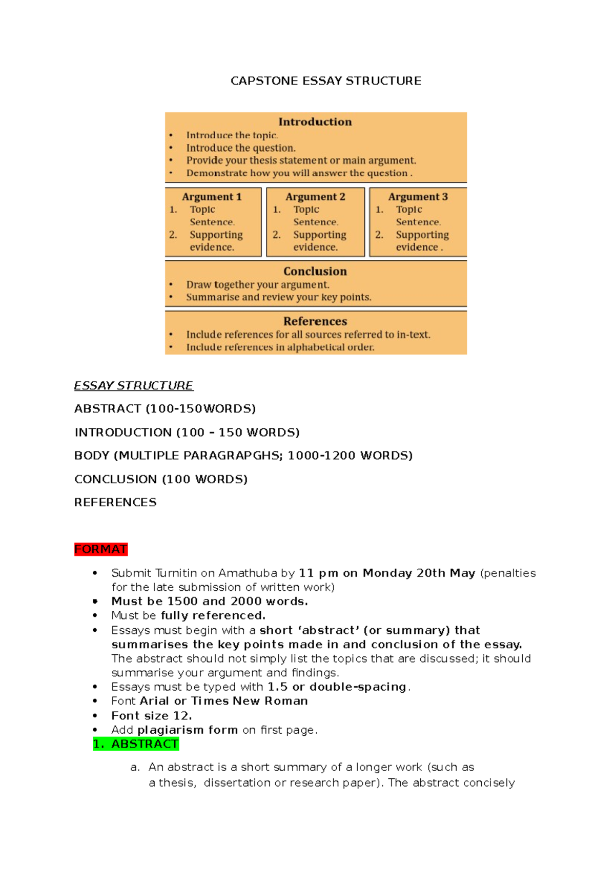 Capstone Essay Structure - CAPSTONE ESSAY STRUCTURE ESSAY STRUCTURE ...