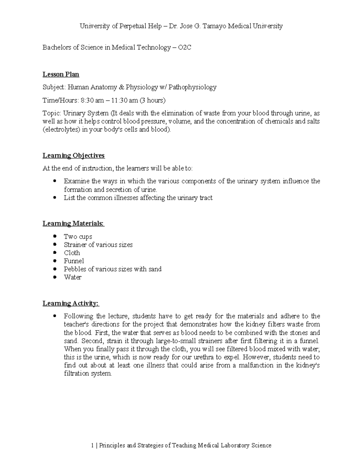 PSTH Lesson Plan Activity - University of Perpetual Help – Dr. Jose G ...