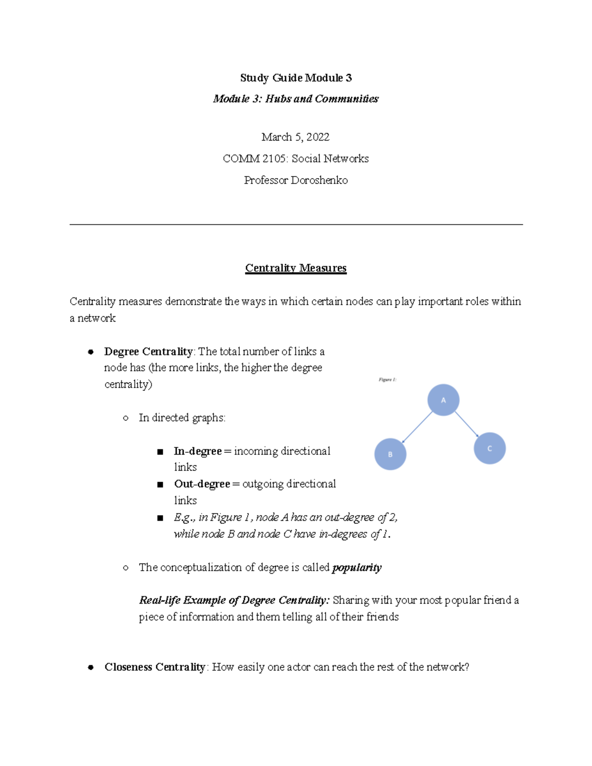 COMM 2105 - Social Networks - Module 3 Study Guide - Study Guide Module ...