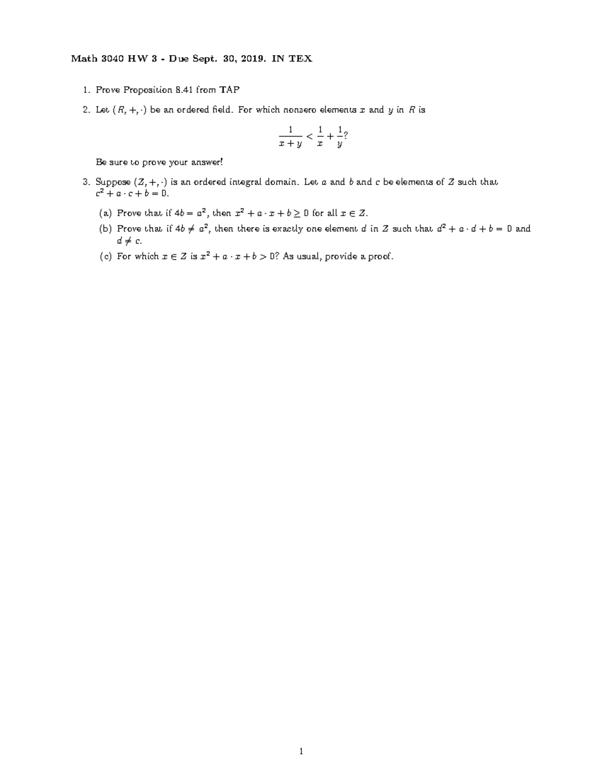 Hw3 2 Homework Assignment From Math 3040 Taught By Professor Edward Swartz During Math 3040