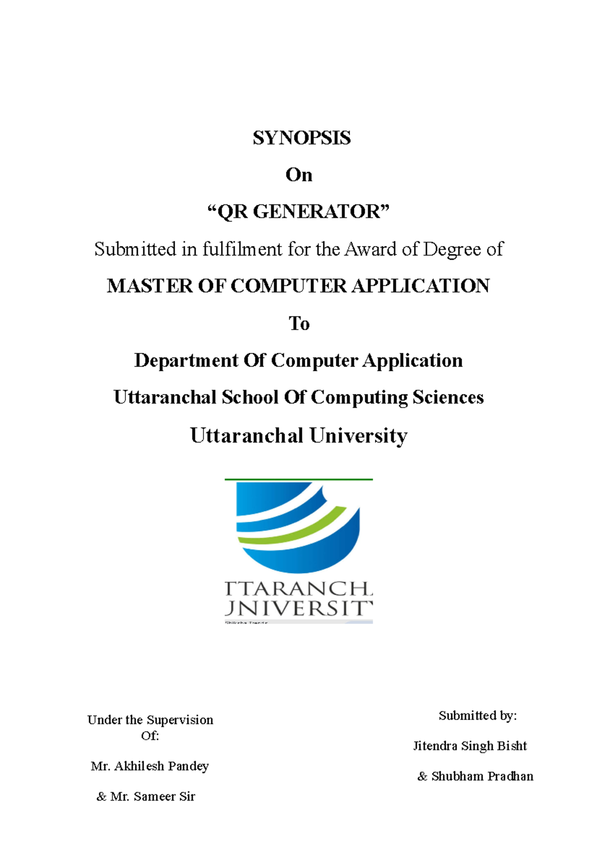 Qr Generator-1 - Synopsis on Qr GENERATOR using python language ...