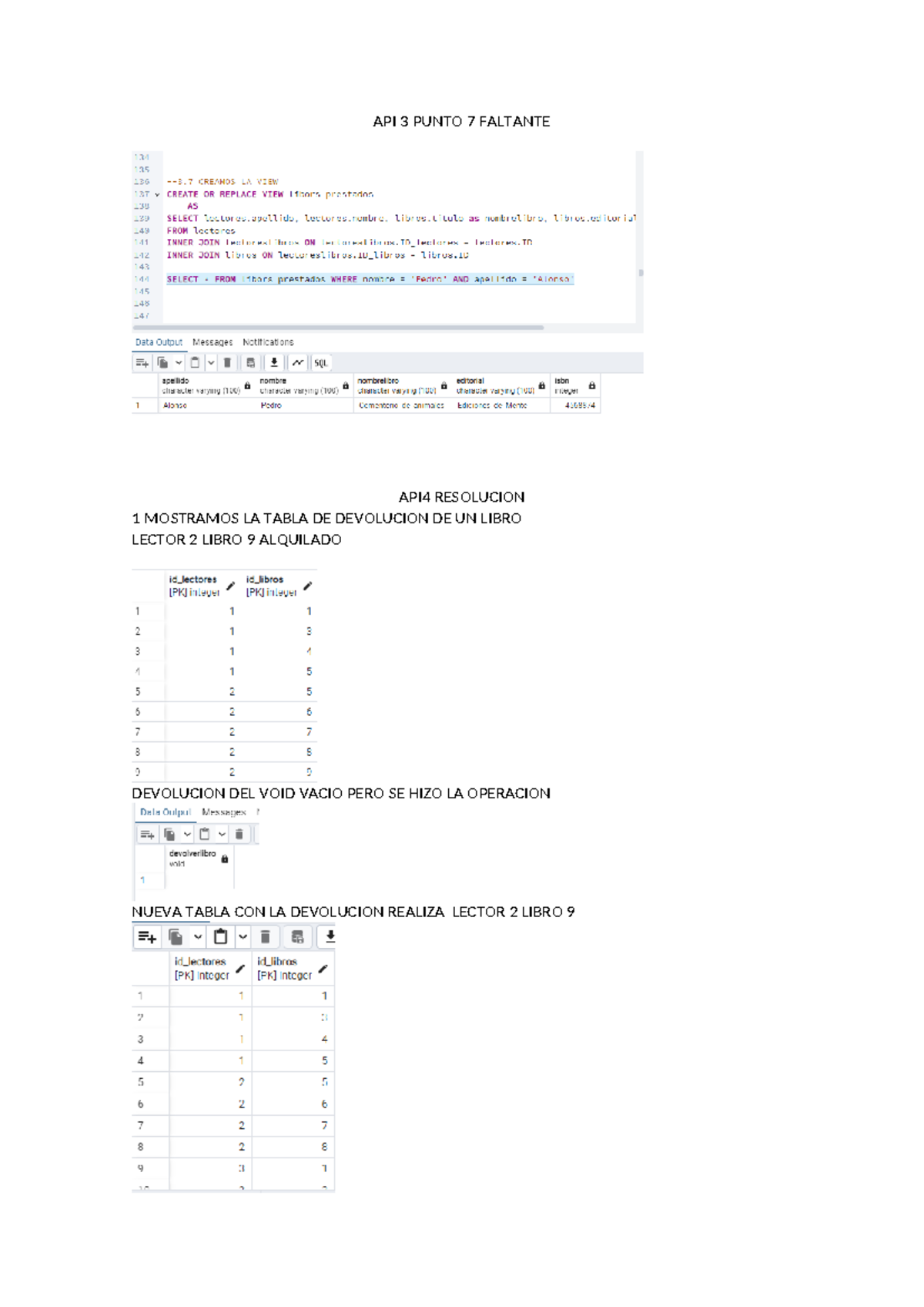 API 4 resolucion + punto 7 api 3 - Base de Datos - API 3 PUNTO 7 FALTANTE API4 RESOLUCION 1 ...