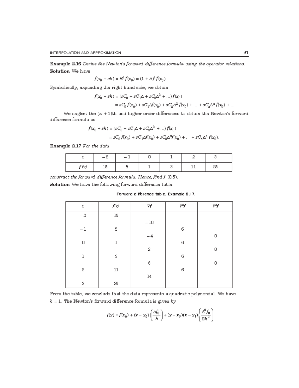 Numerical Methods-6 - INTERPOLATION AND APPROXIMATION 91 Example 2 ...