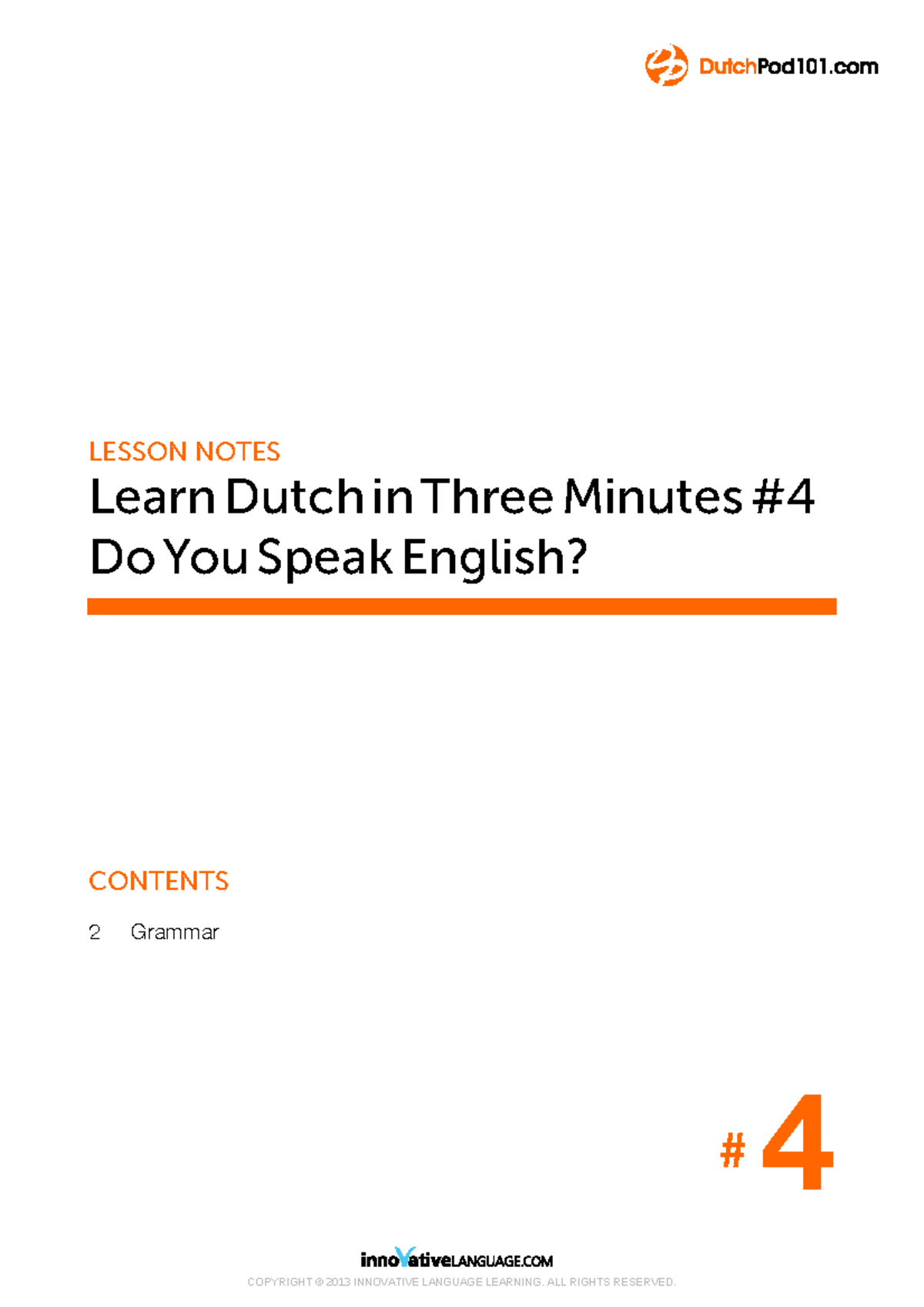 627565216 Lditm L4 022213 nl - LESSON NOTES Learn Dutch in Three ...