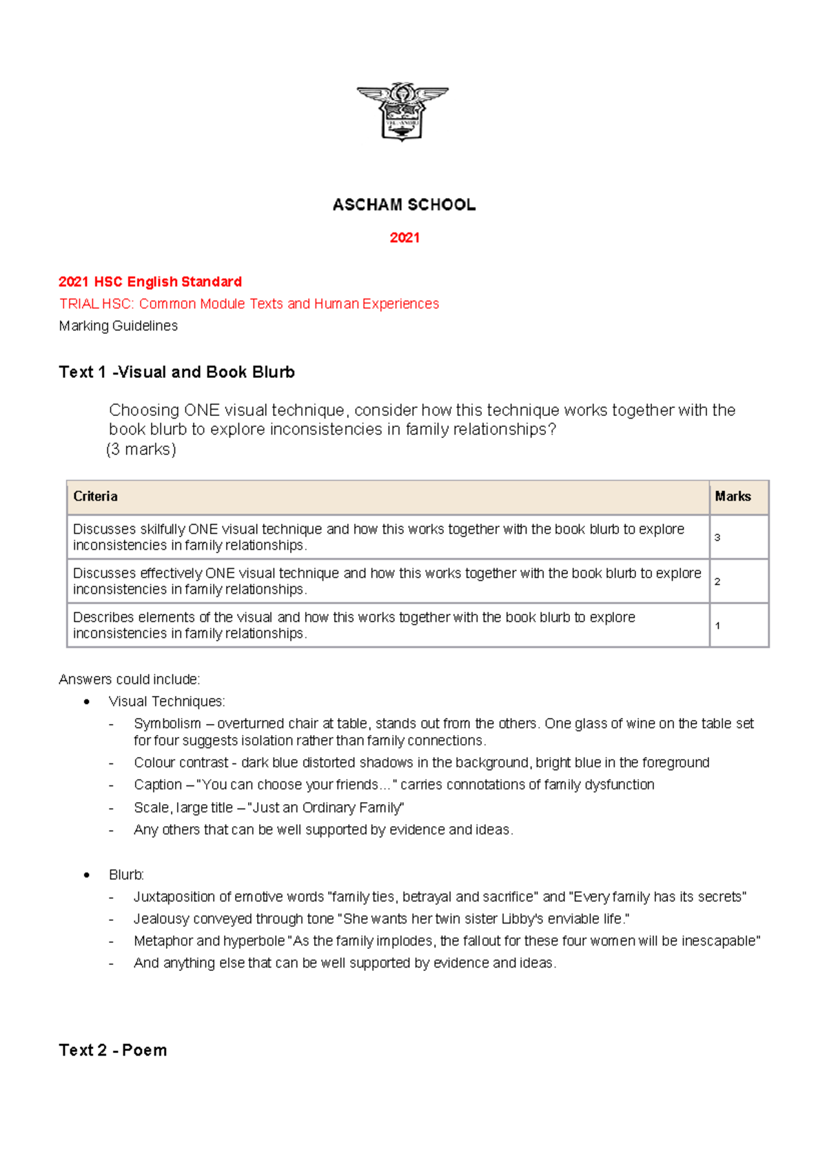 Ascham 2021 Standard Paper 1 Trial Exam - 2021 2021 HSC English ...