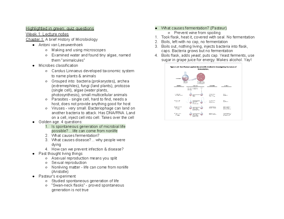 Micr QUIZ 1, WEEK 3 Notes - Highlighted in green: quiz questions Week 1 ...