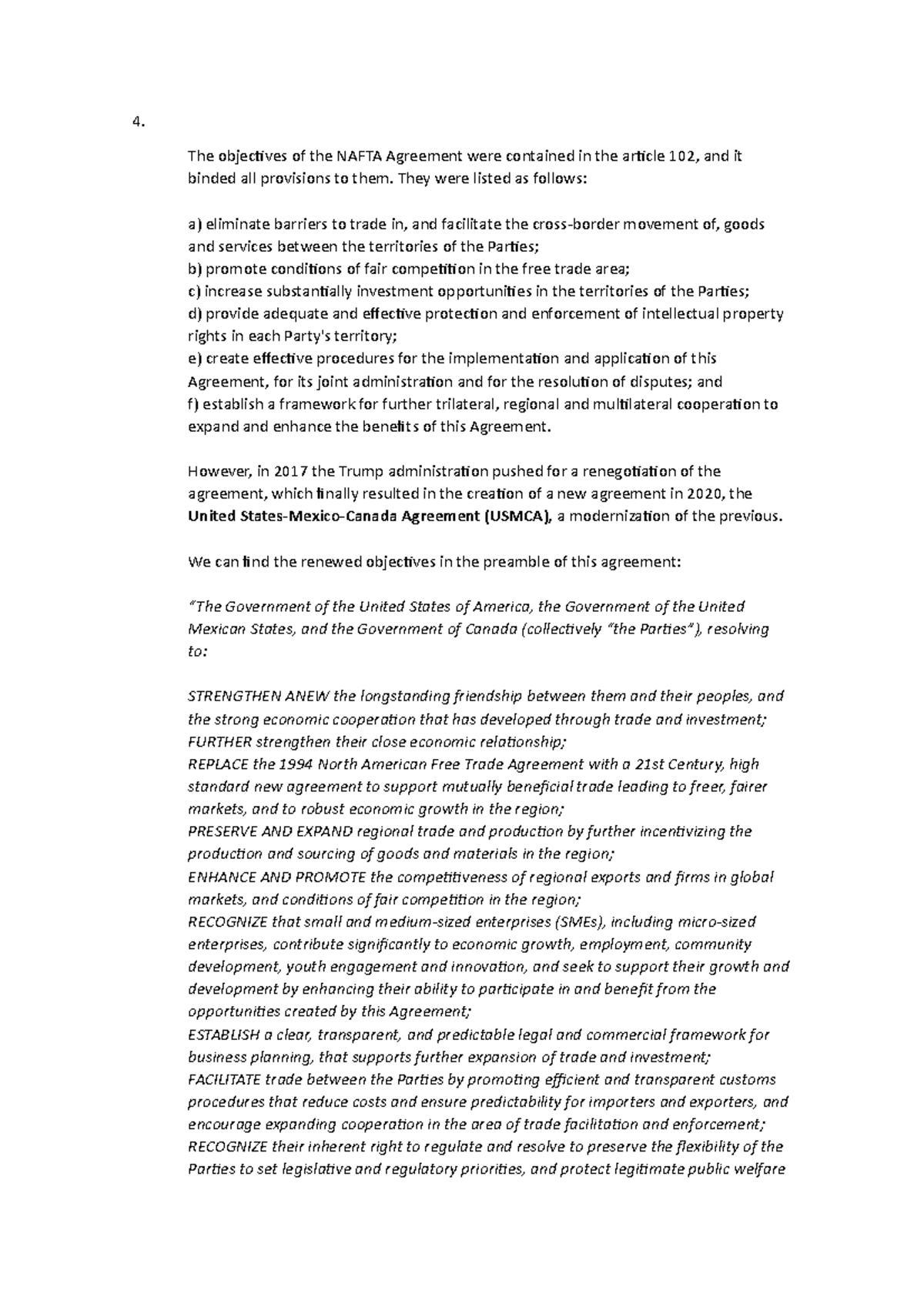 Nafta - Part answers on an assignment related to International Trade ...