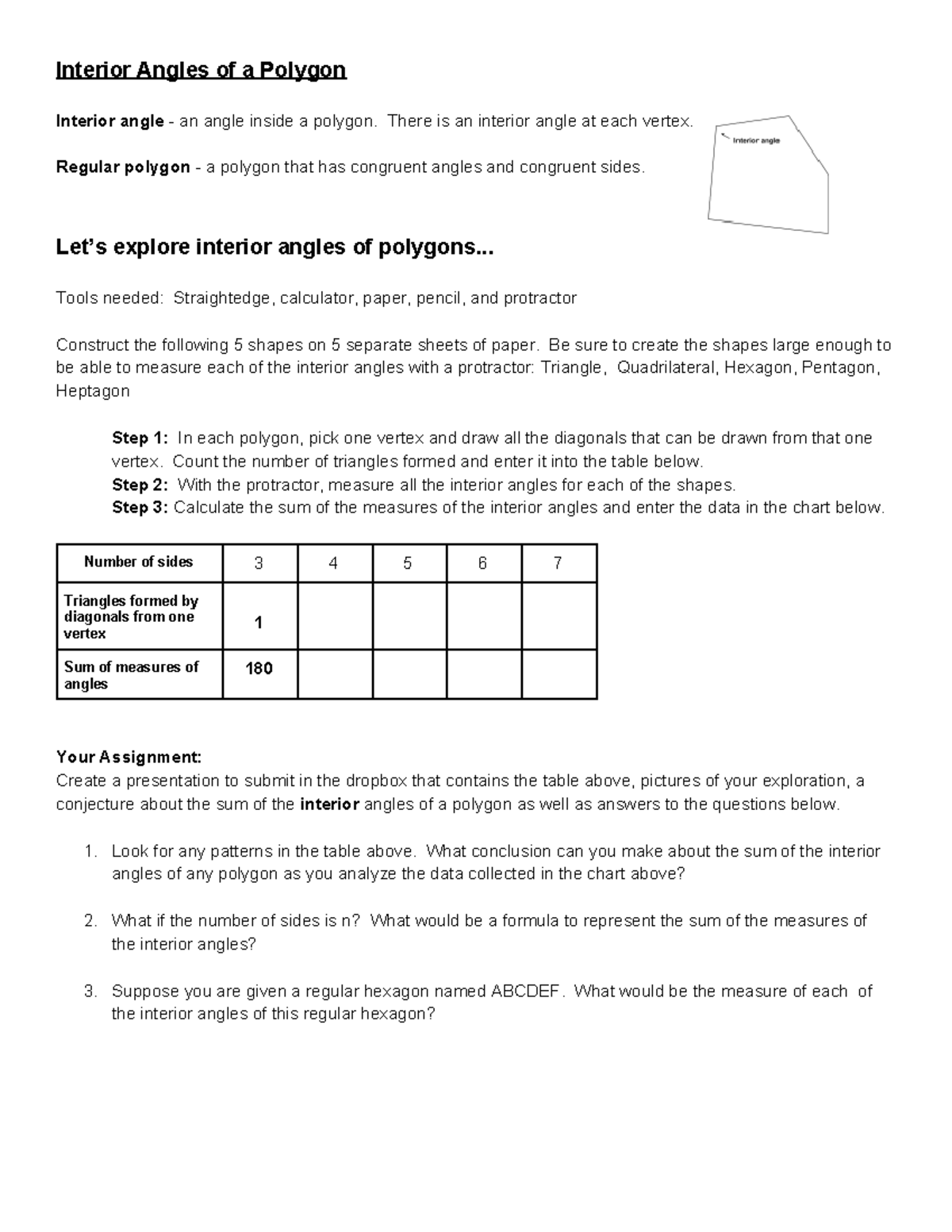 Interior+Angles+of+a+Polygon+ - Interior Angles of a Polygon Interior ...