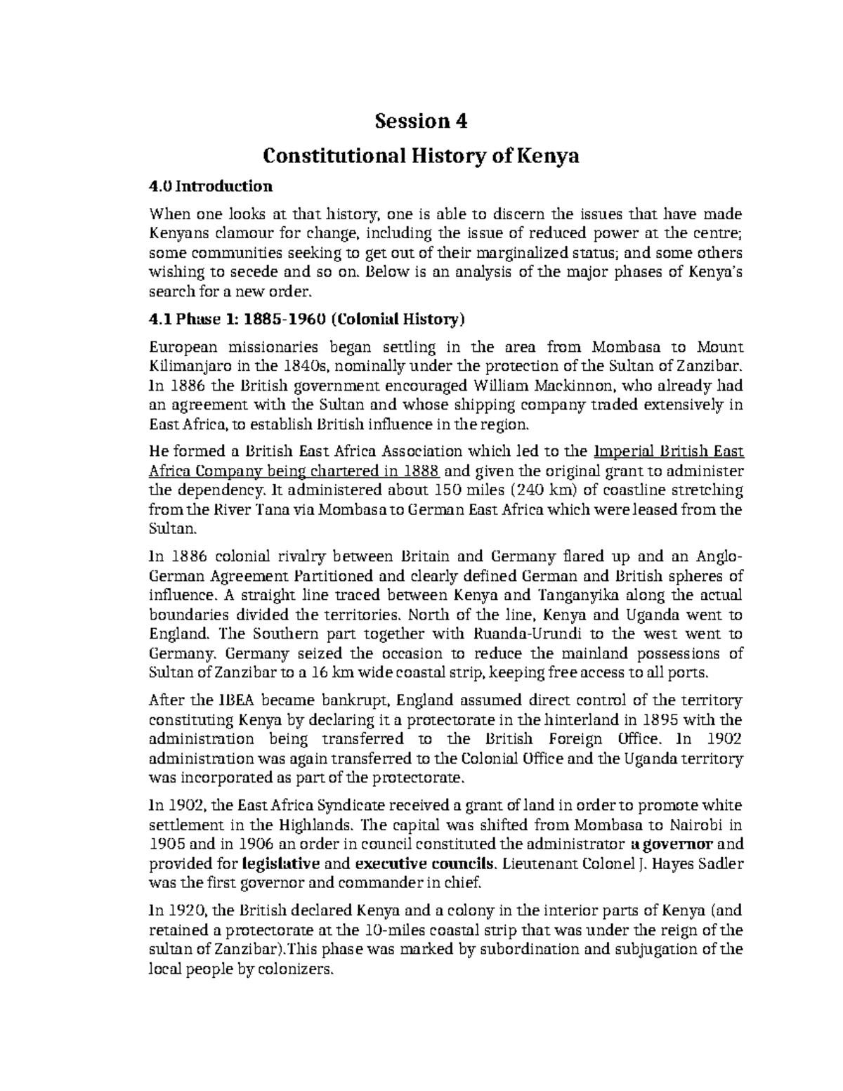 Constitutional History OF Kenya - Session 4 Constitutional History of ...