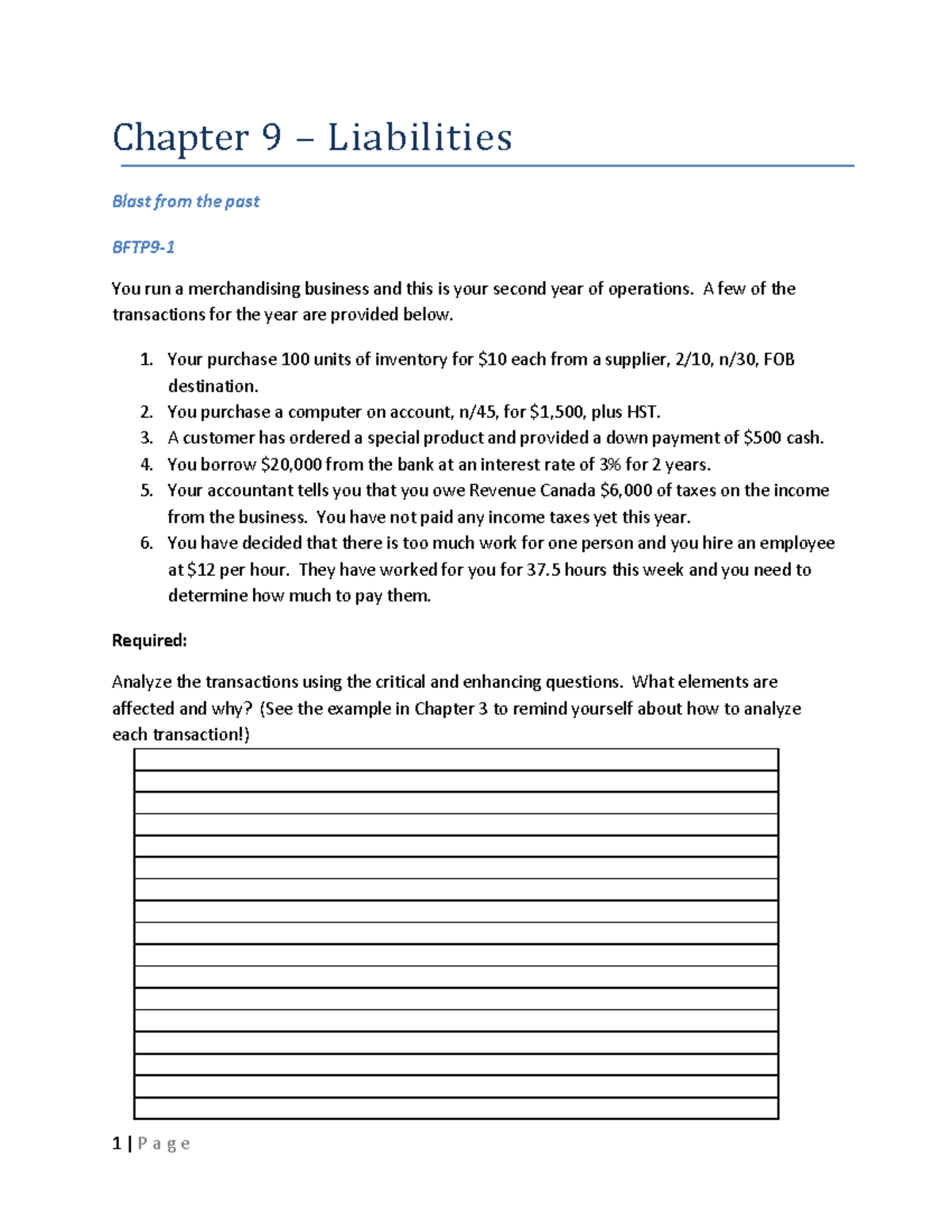 Chapter 9 - Liabilities - Student Copy - W2023 - Chapter 9 ...