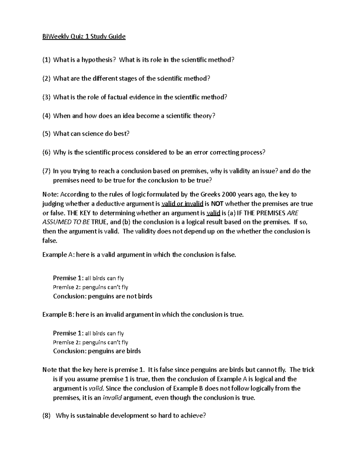 Bi Weekly Quiz 1 Study Guide - THE KEY to determining whether an ...