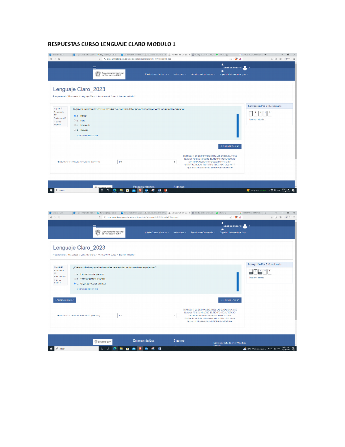 Respuestas Lenguaje Claro Modulo 1 - Competencias comunicativas - RESPUESTAS CURSO LENGUAJE ...