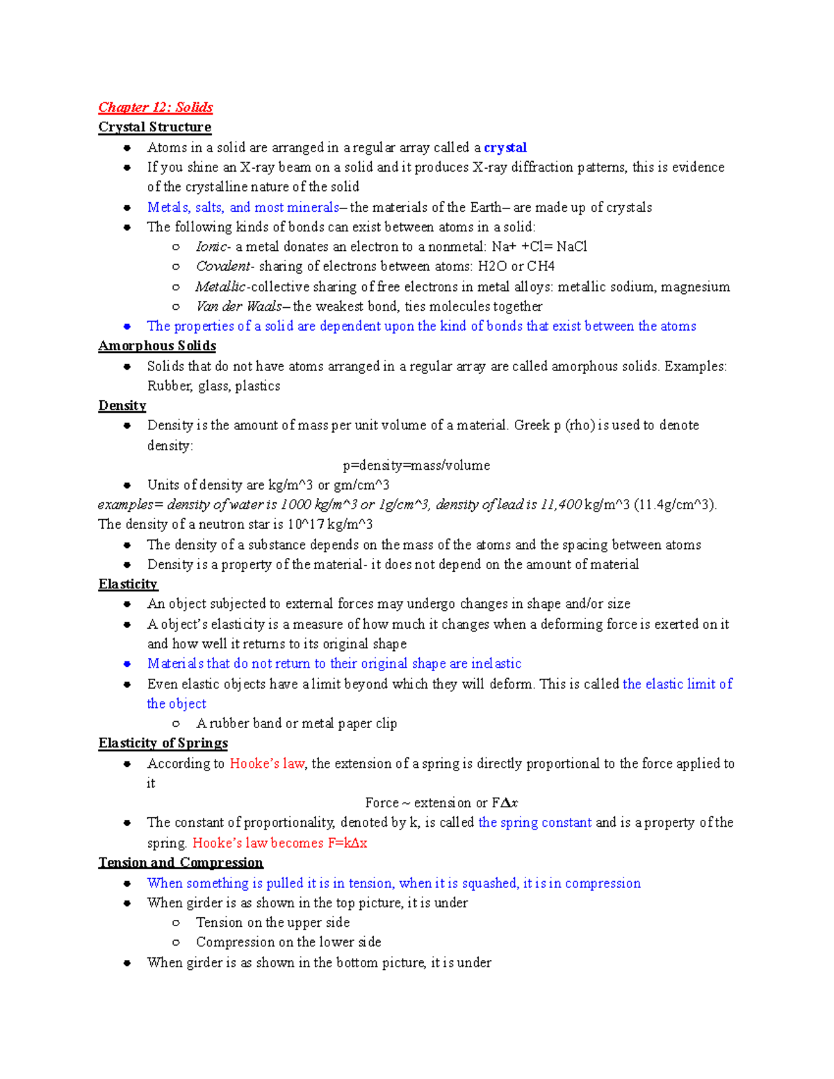 Physics Chapter 12 and 13 Notes - Chapter 12: Solids Crystal Structure ...