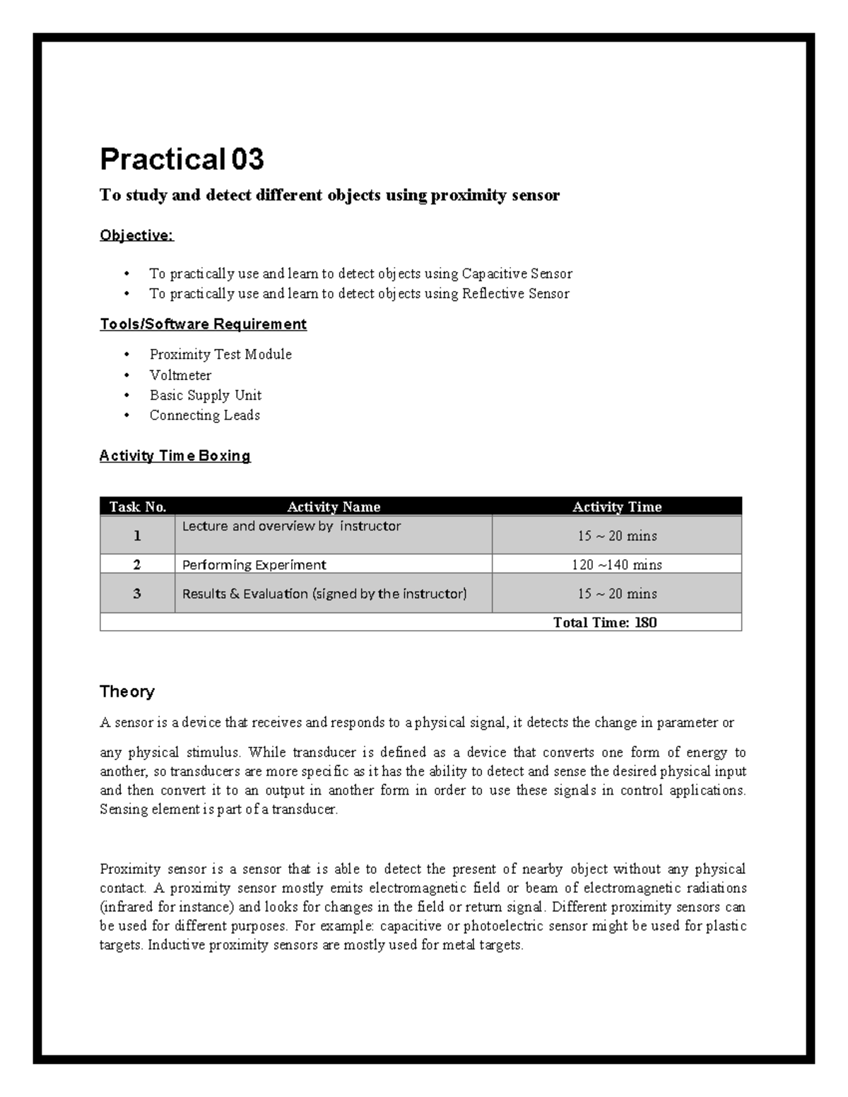 Measurement Lab 3 hand made - Practical 03 To study and detect ...