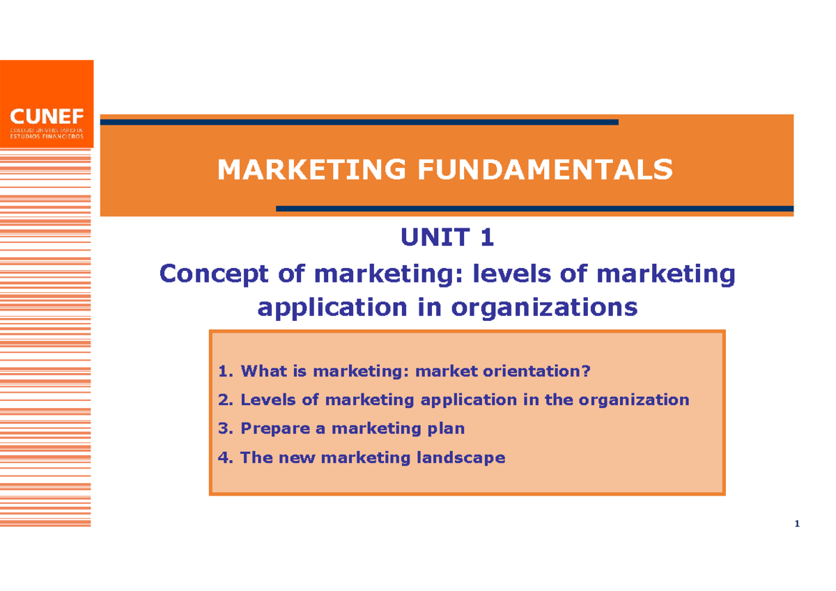 Slides Theme 1 - Very good notes - MARKETING FUNDAMENTALS UNIT 1 ...