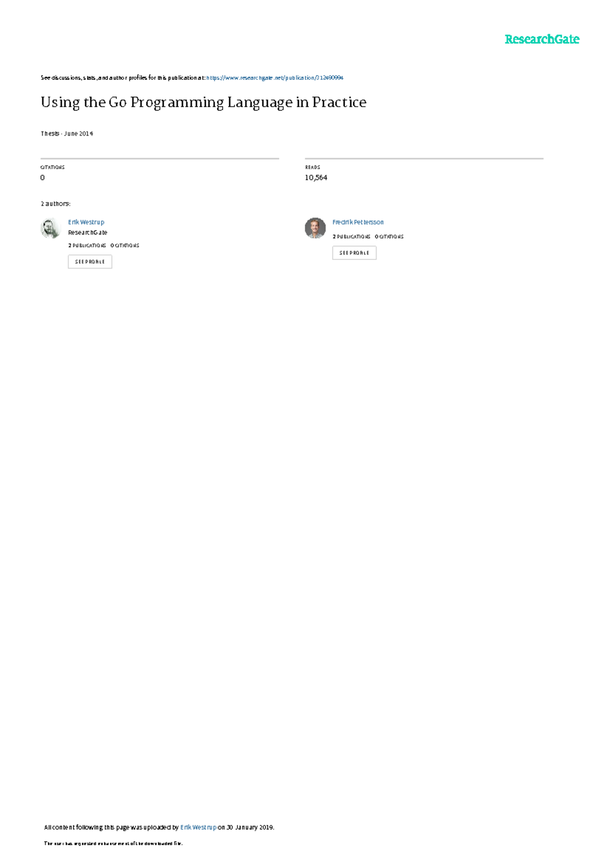 Golangthesis Using The Go Programming Language In Practice See