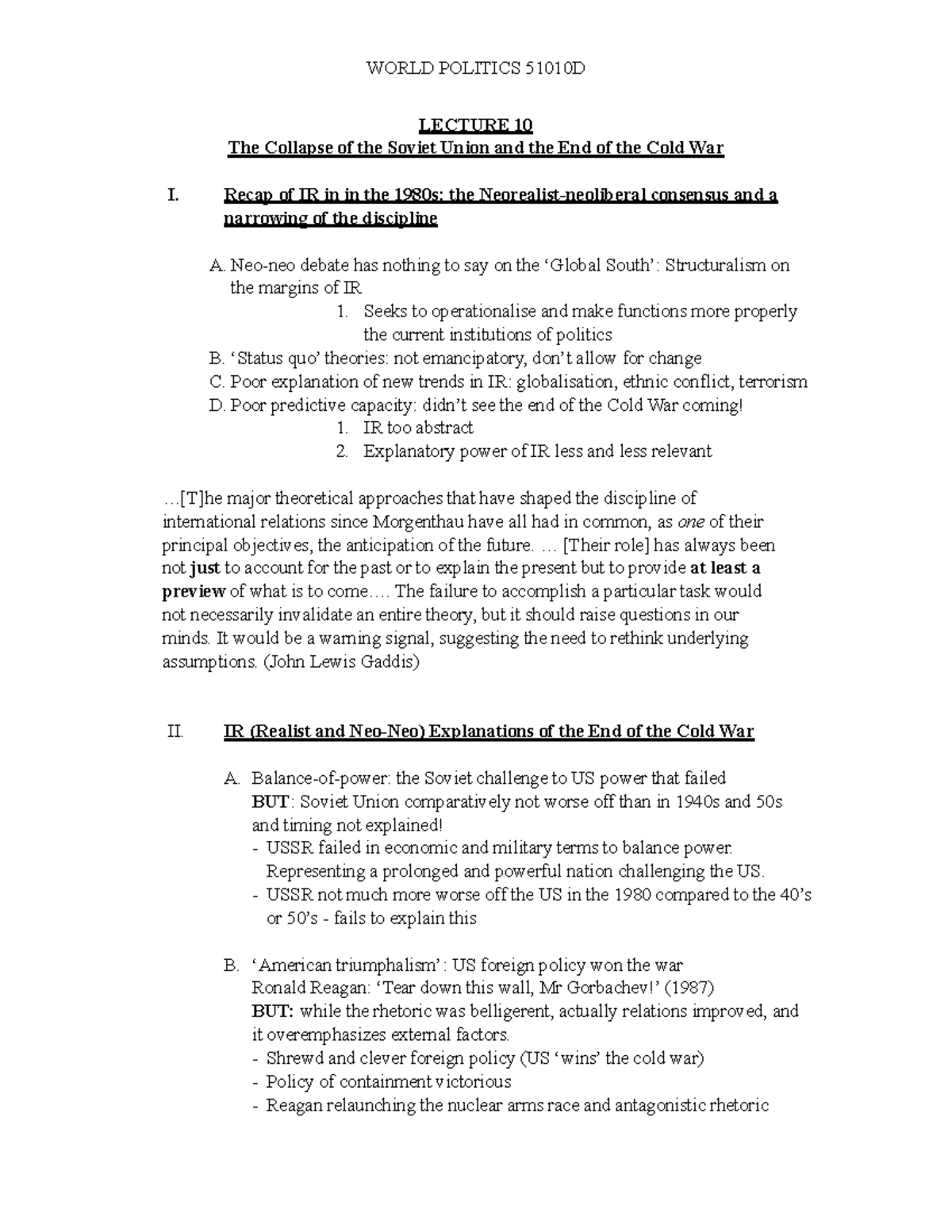 The Collapse of the Soviet Union and the End of the Cold War - Recap of ...