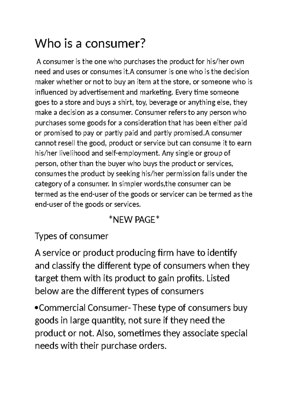 Who is a consumer - will help the students - Who is a consumer? A ...