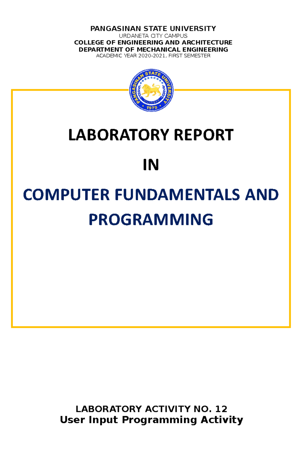Laboratory- Report 12 - LAB REPS - Computer Fundamentals and ...