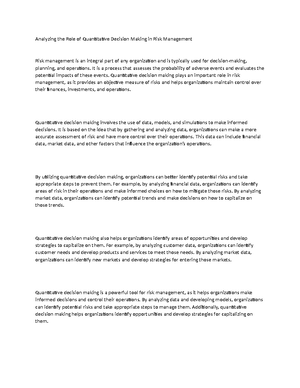 How Quantitative Decision Making Can Help Organizations Overcome ...