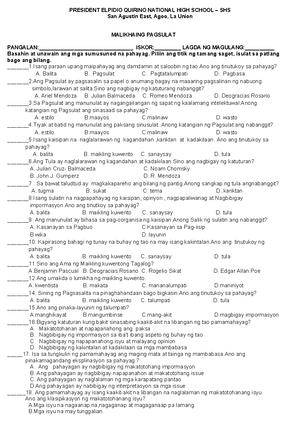 FILIPINO 8 IKALAWANG MARKAHAN LAS Q2 WEEK 7 - WORKSHEET SA FILIPINO 8 LINGGO 7, IKALAWANG ...