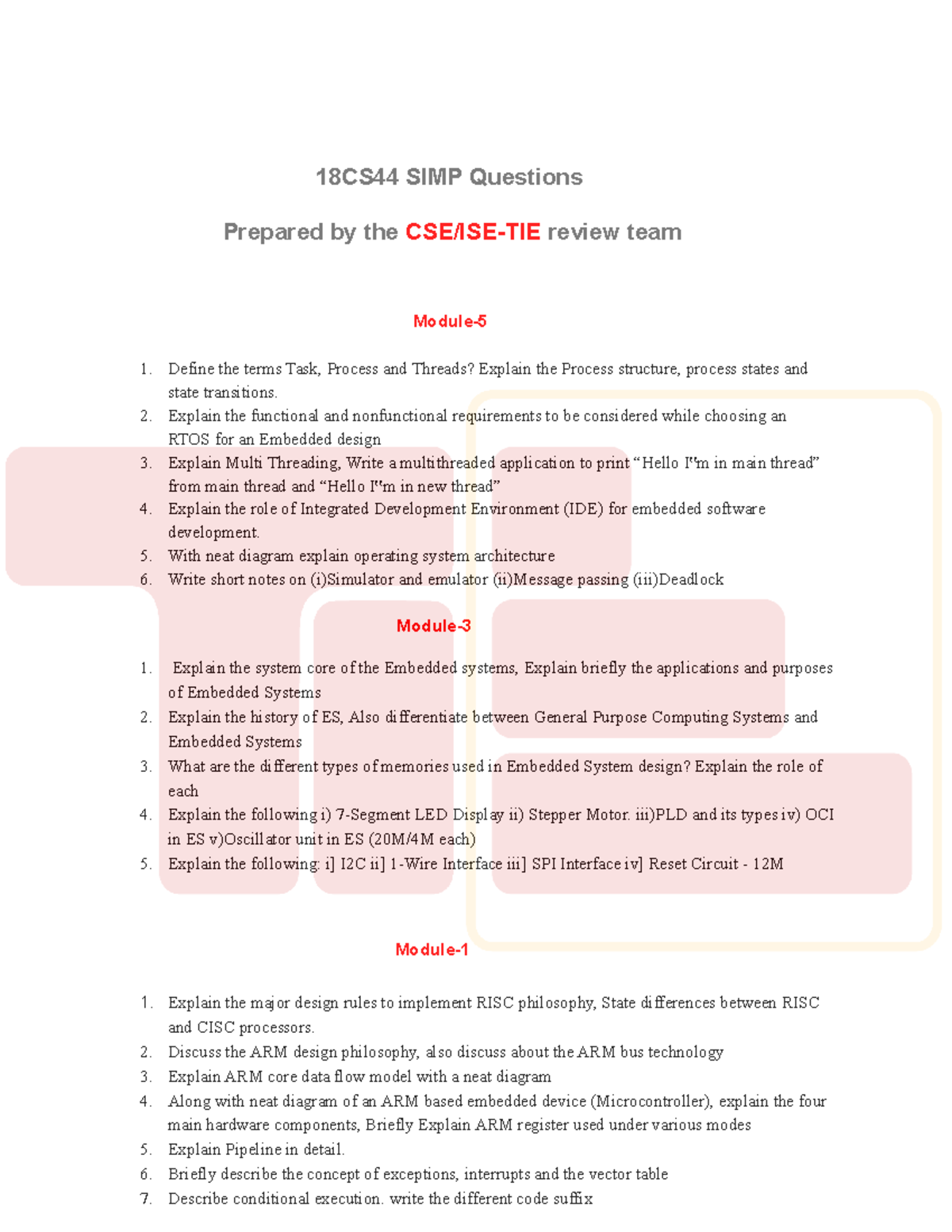 18CS44 TIE - Notes - 18CS44 SIMP Questions Prepared by the CSE/ISE-TIE ...