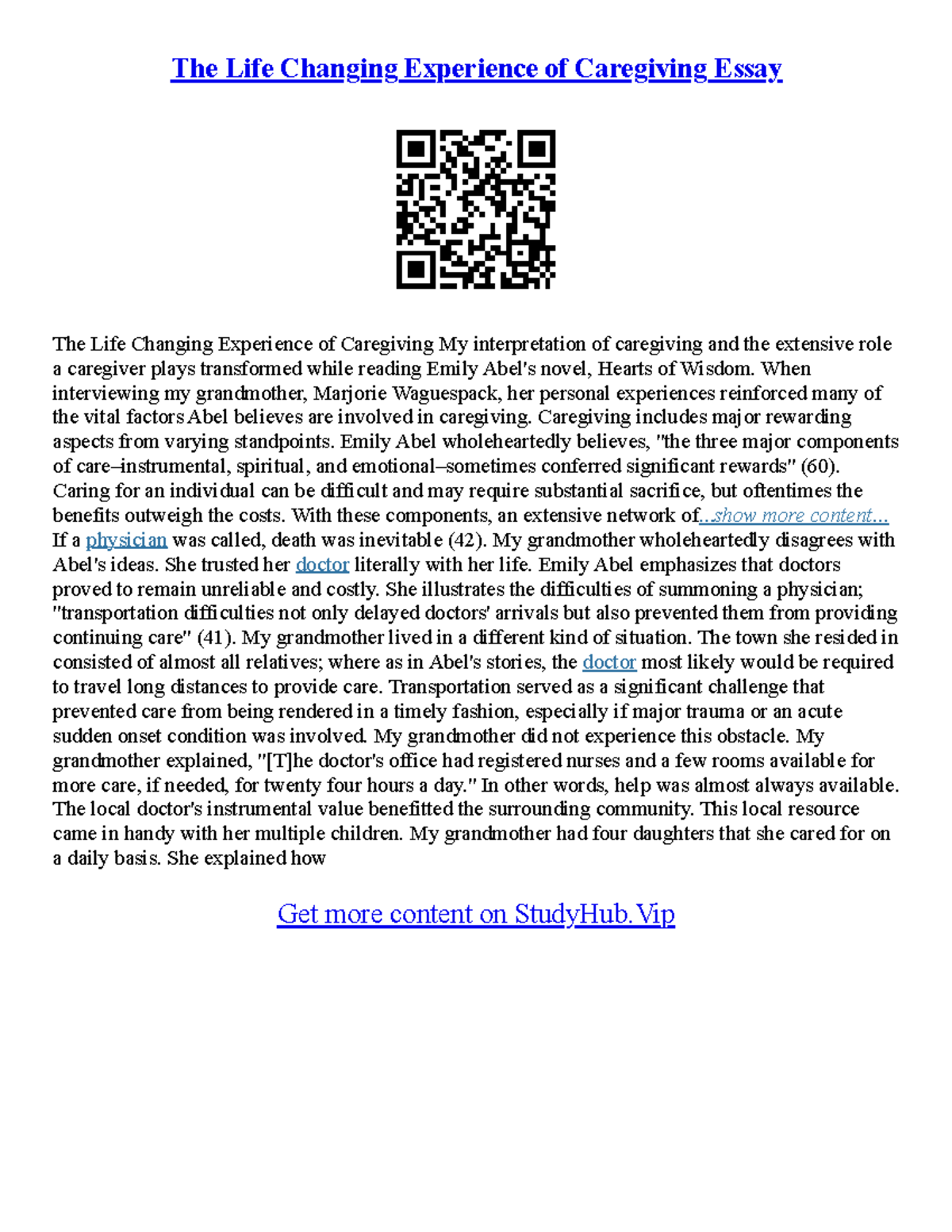 Essays On Life Changing Experiences - The Life Changing Experience of ...