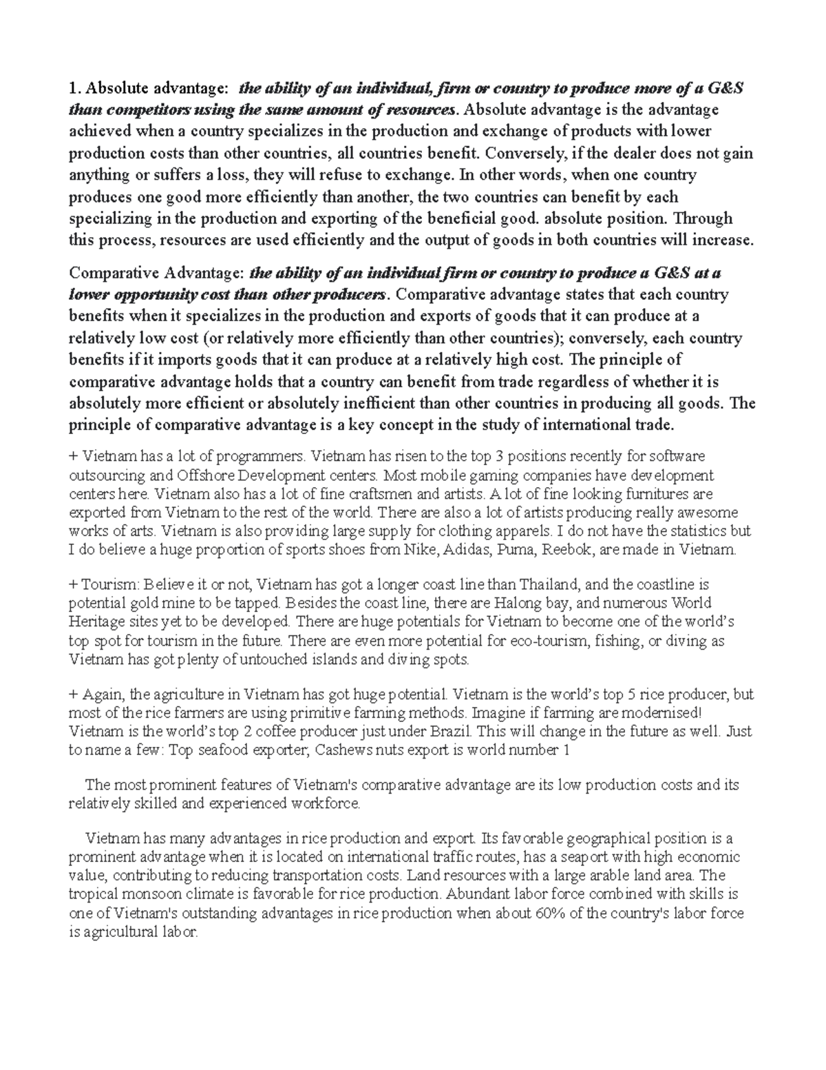 Economic Geography - Absolute advantage: the ability of an individual ...