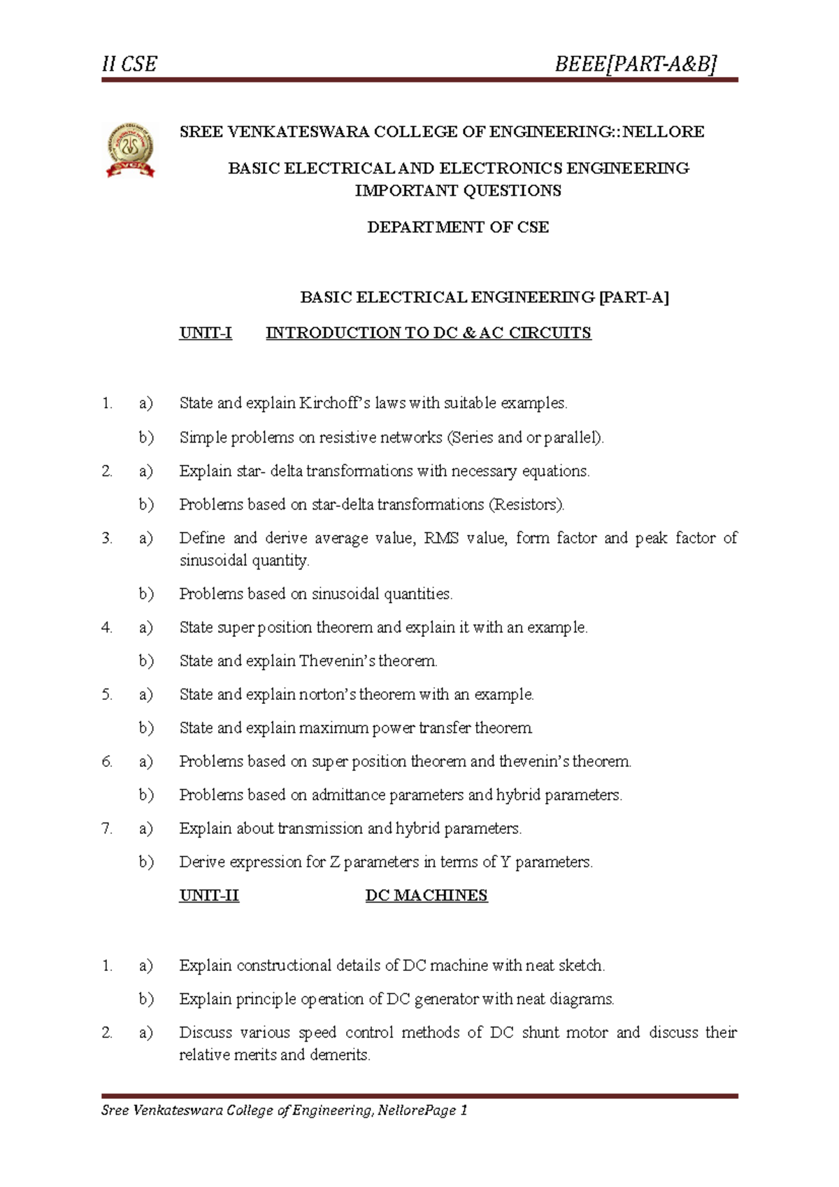 BEEE QB - notes - SREE VENKATESWARA COLLEGE OF ENGINEERING::NELLORE ...