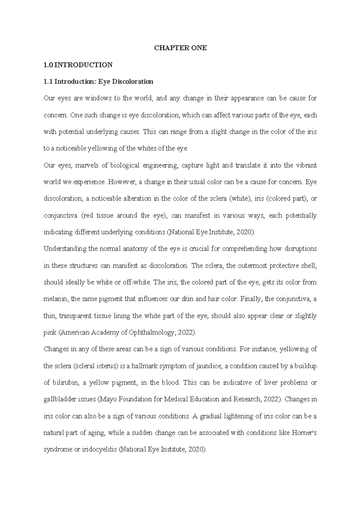 EYE Discoloration Seminar - CHAPTER ONE 1 INTRODUCTION 1 Introduction ...