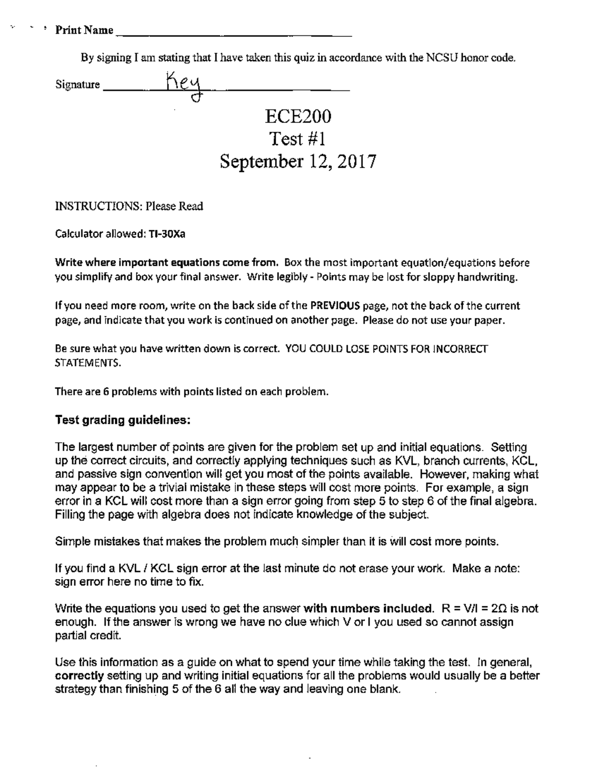 Test1f17key - practice exam - ECE 200 - Studocu