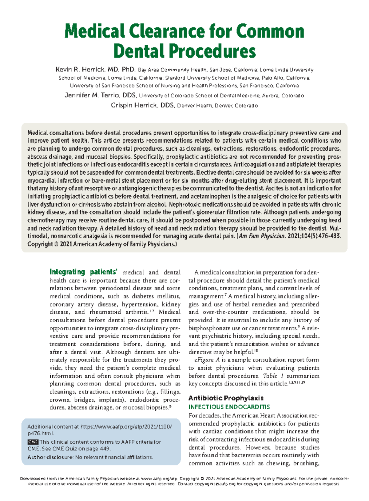 MEDICAL CERTIFICATE - 476 American Family Physician aafp/afp Volume 104 ...