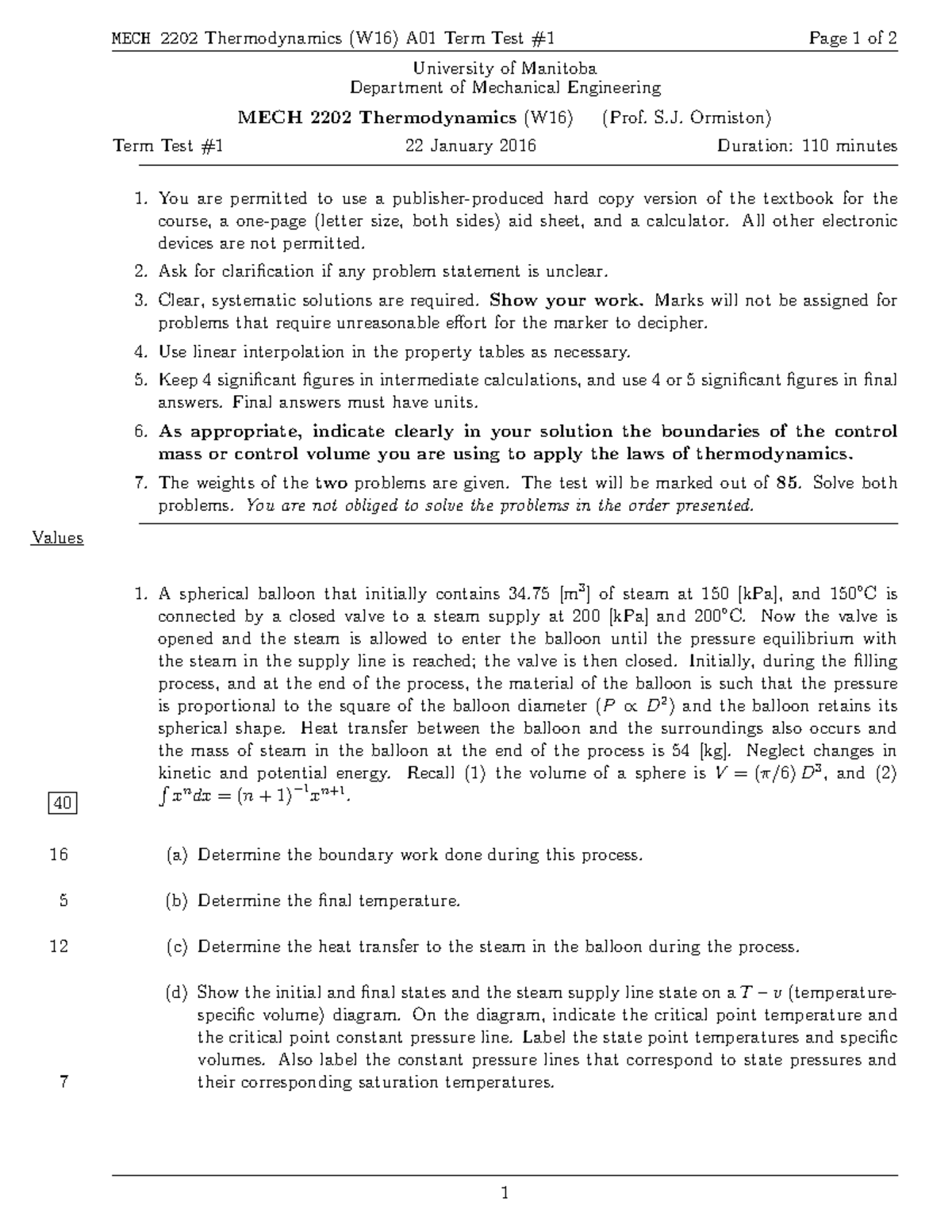 MECH 2202 W16 TT1+solution - MECH 2202 Thermodynamics (W16) A01 Term ...