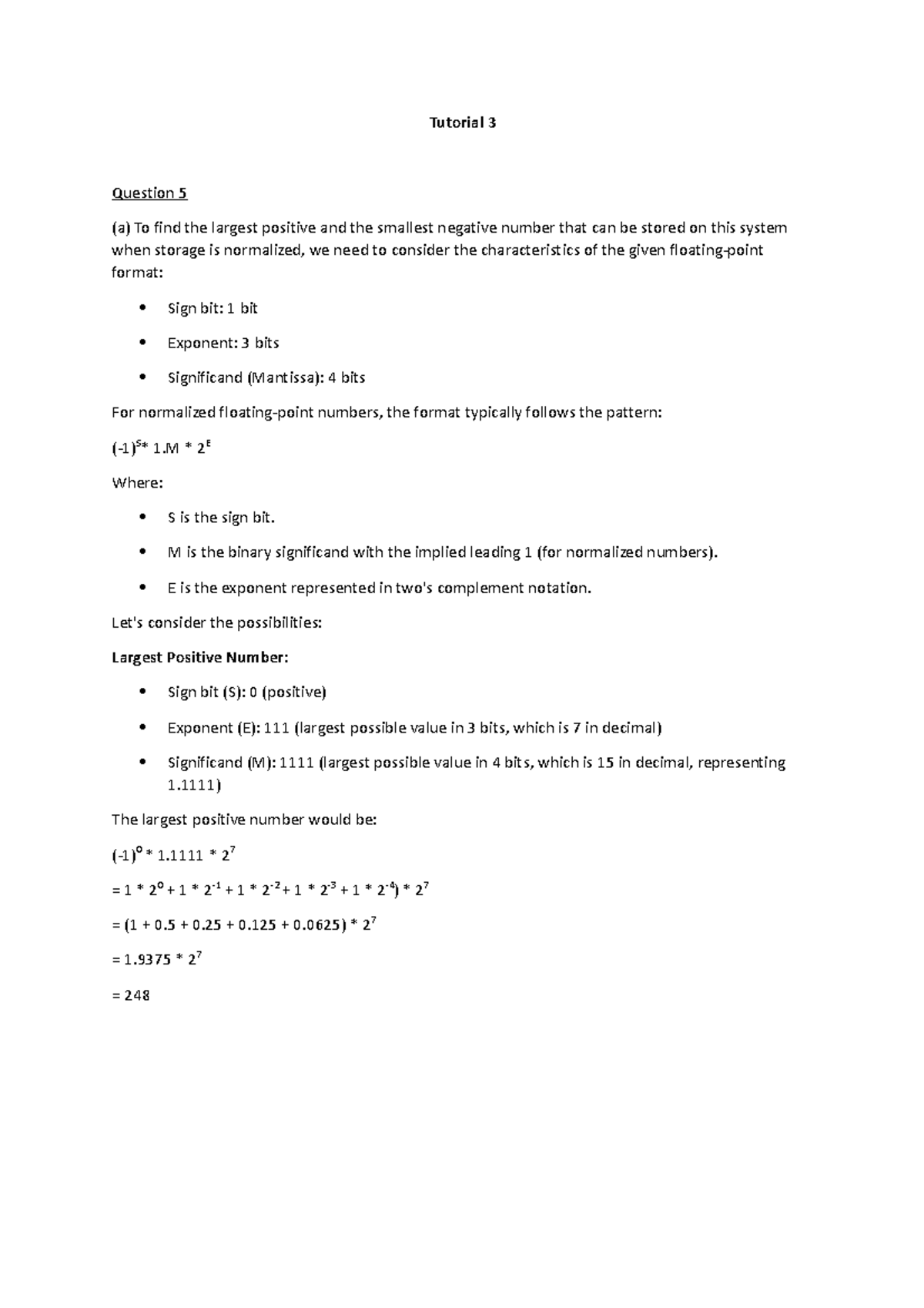 Tutorial 3 Question 5 And 7 Tutorial 3 Question 5 A To Find The Largest Positive And The