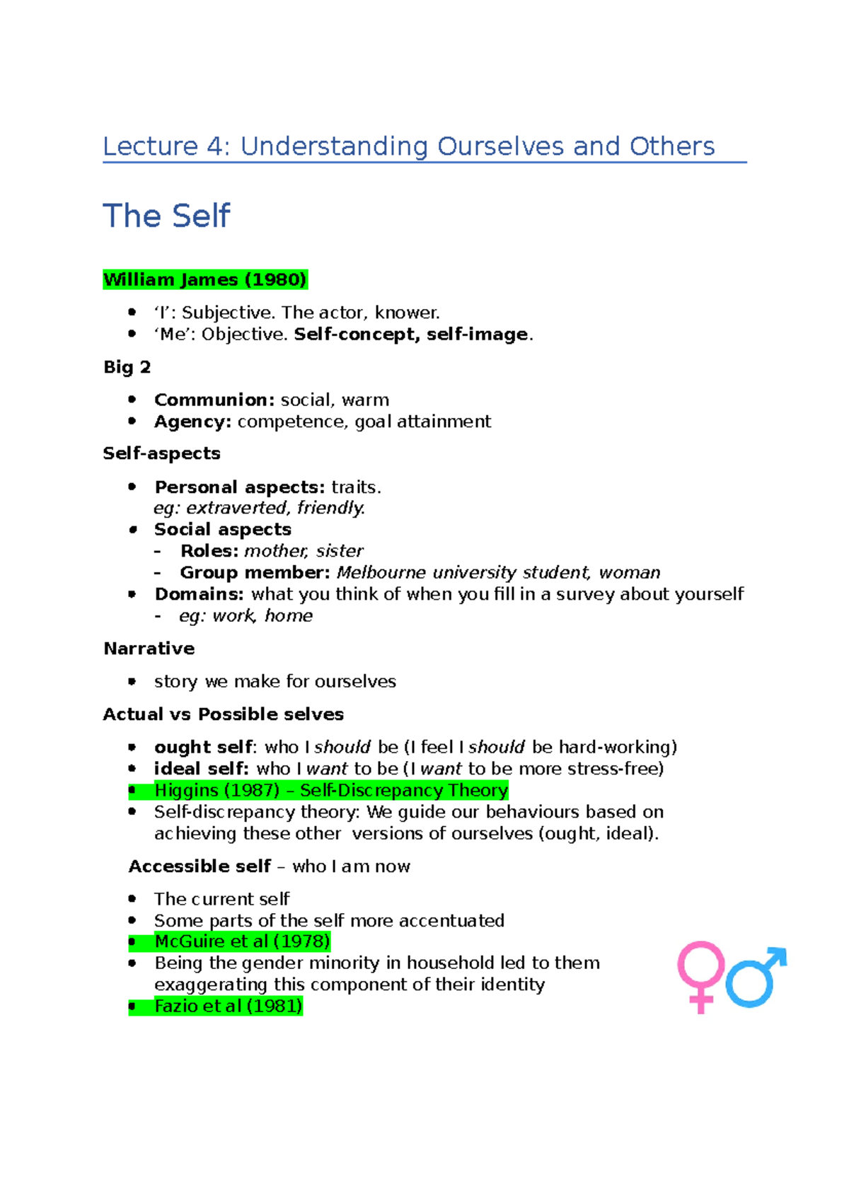 Psyc Notes 4 Summary Notes For Lecture On Understanding Ourselves And Others Lecture 4